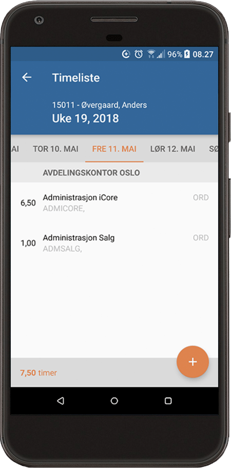 iCORE Hours App - Norsk brukerveiledning (Android)